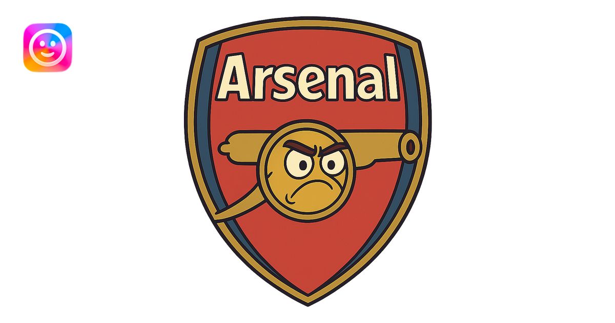 Arsenal football club logo, bold, iconic, red and gold, shield shape ...