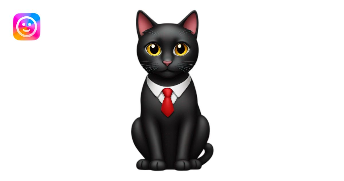 customer service black cat with red tie emoji | AI Emoji Generator