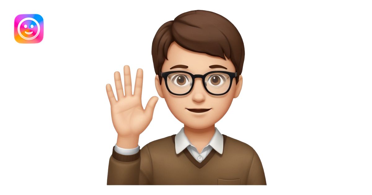 NERD WITH GLASSES USING ONE HAND PUSH emoji | AI Emoji Generator