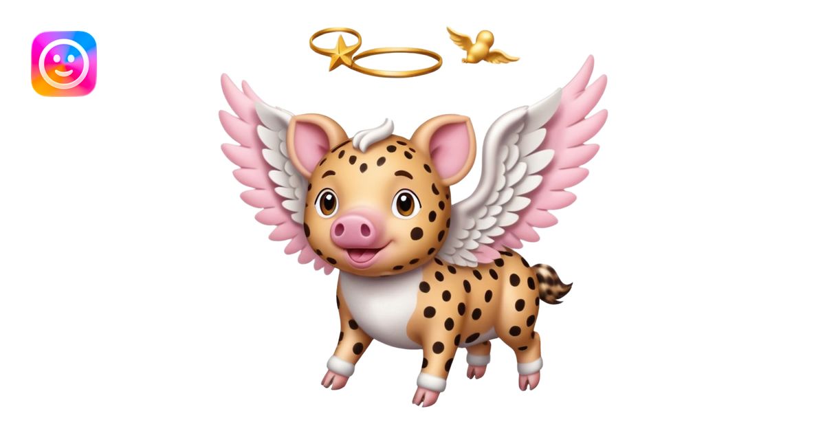 Cheetah print flying pig with angel wings. All skin is cheetah printed ...