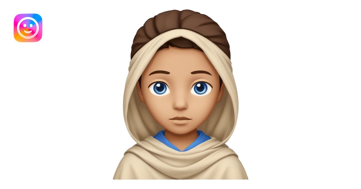 blue eyed desert child with creme cloth emoji | AI Emoji Generator