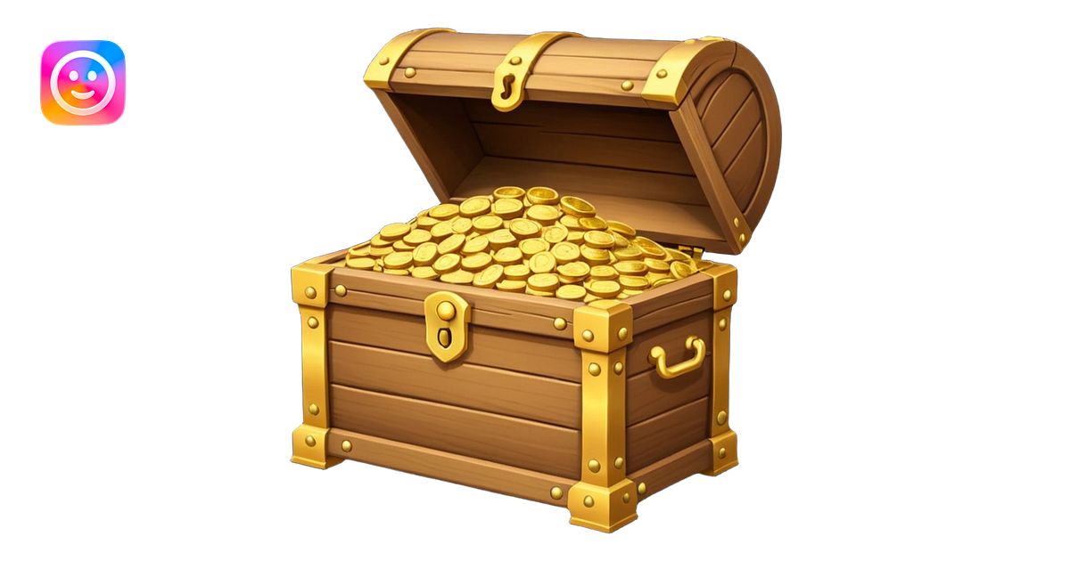 Treasure Chest – Wooden chest filled with gold emoji | AI Emoji Generator