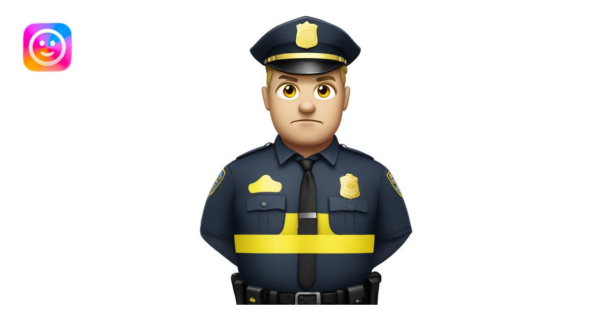 Fat white cop holding crime scene tape emoji | AI Emoji Generator