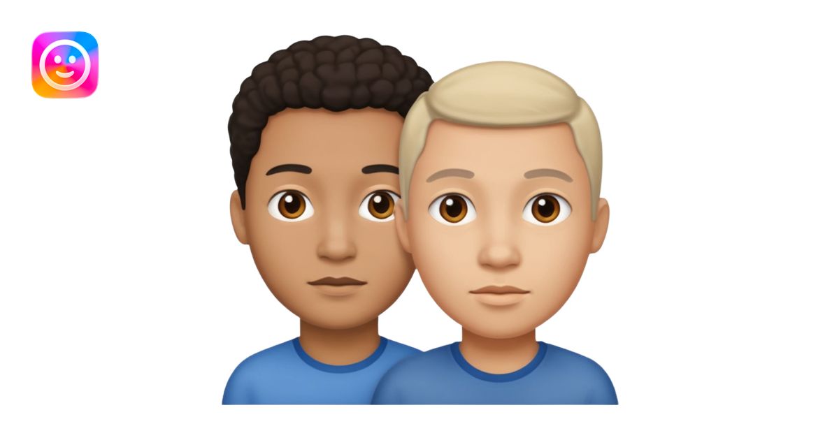 person 1 body with 2 heads different races emoji | AI Emoji Generator