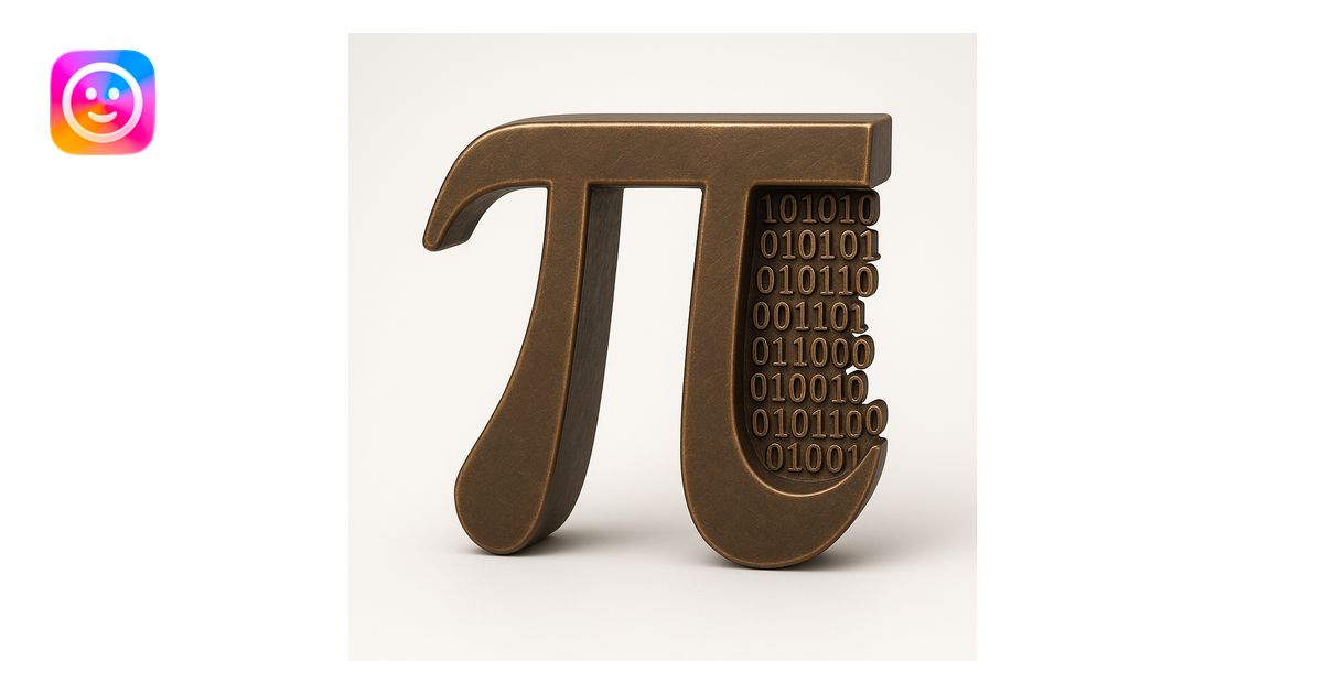 combine the π (pi) math symbol, binary code emerging from it. 3D ...
