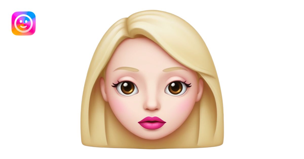 I want an emoji with the eyes looking to the side and with big pink ...