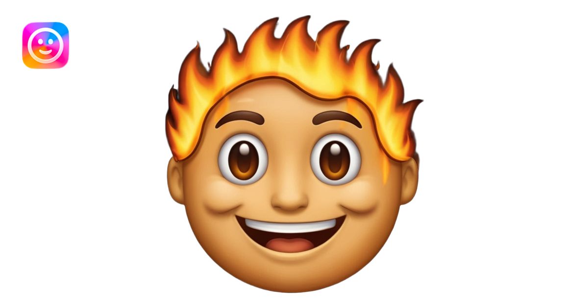 A emoji with half of his face burnt with the emoji having a big grin ...