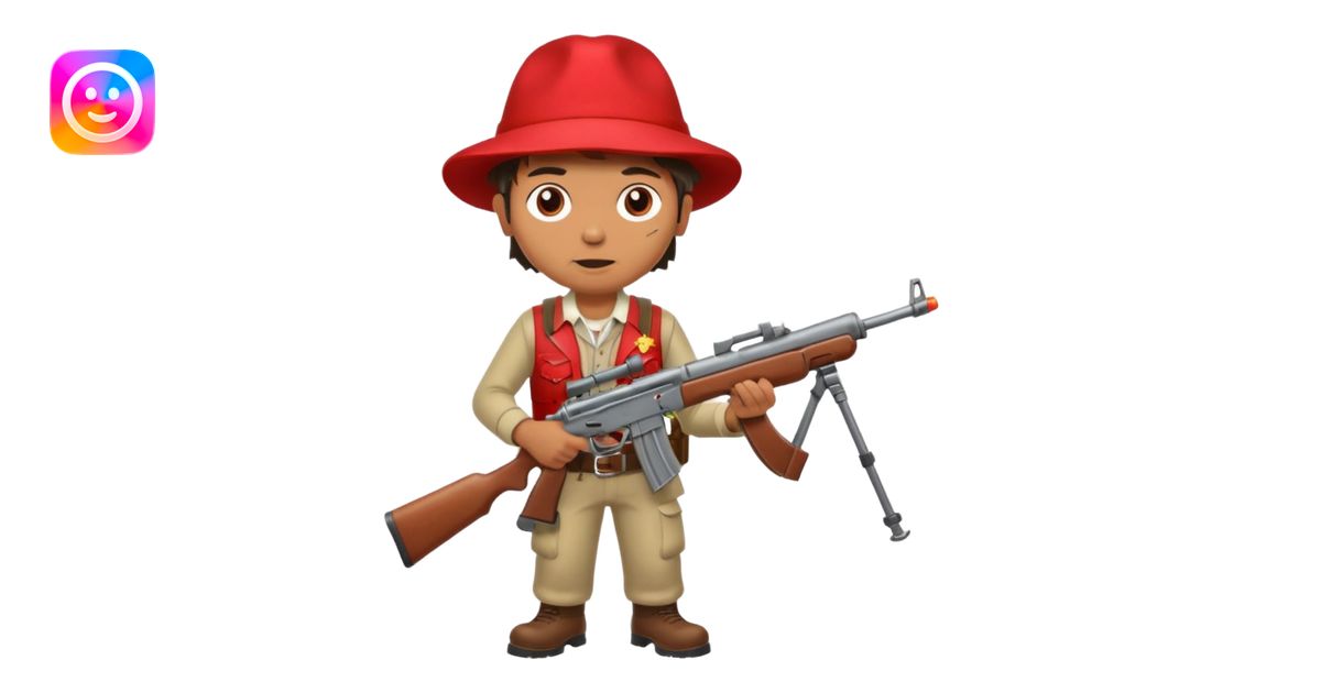 Yodeling mountain climber in Switzerland with a machine gun pointing to ...