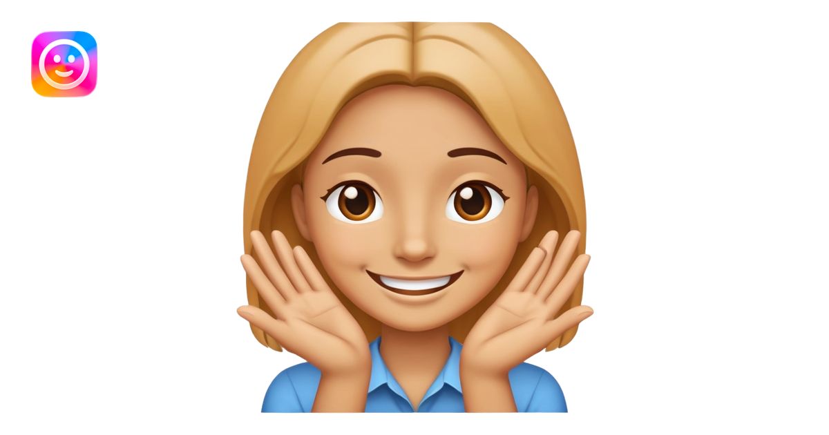 Smiling face with hands pressed together in gratitude, representing ...