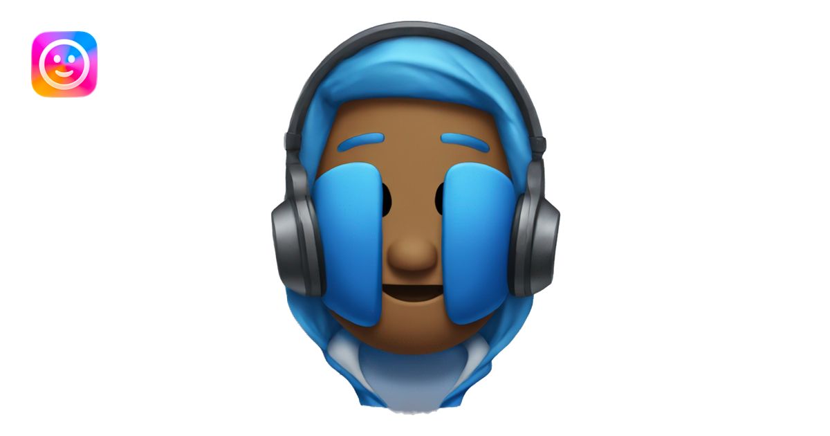 Blue among us wearing headphones emoji | AI Emoji Generator