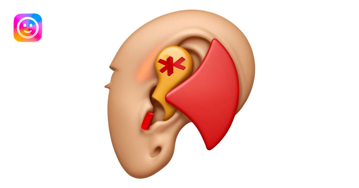 3D iPhone style emoji of a human ear with a red X mark on top ...