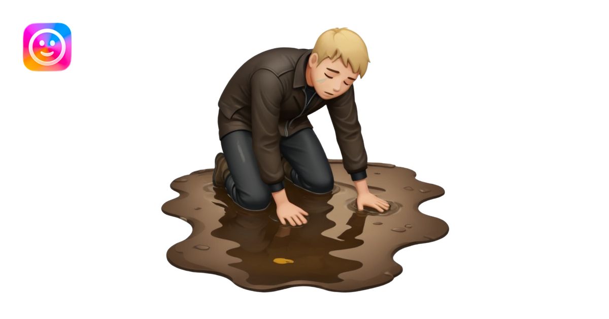 apple style emoji of a man who has fallen face down into a puddle emoji ...