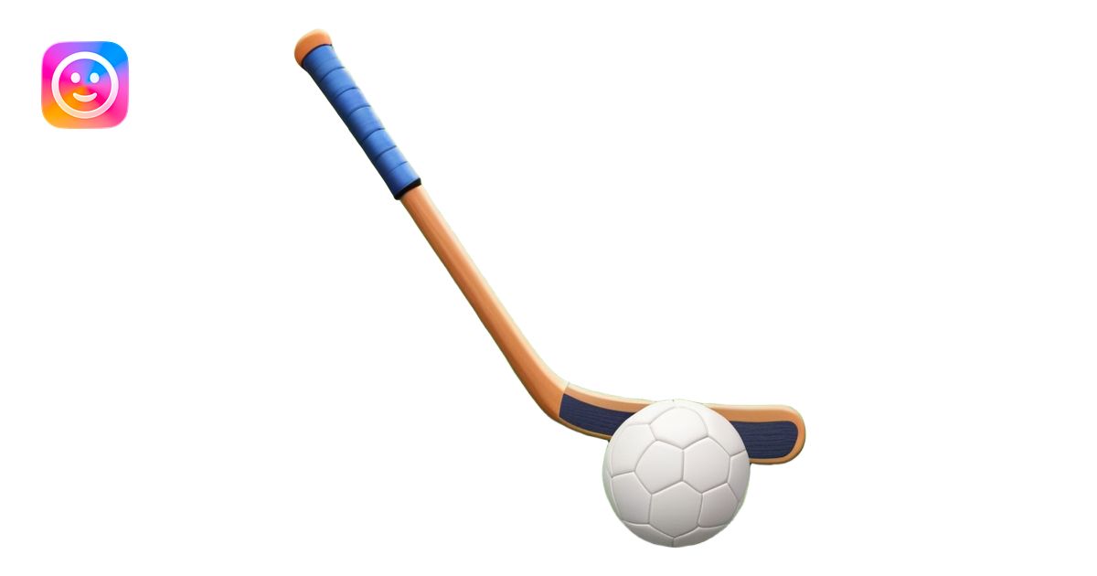 A field hockey stick and ball on a vibrant green grass field, with ...