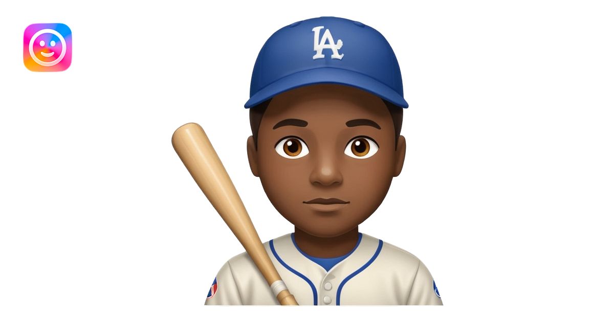 Jackie Robinson with dark brown hair emoji | AI Emoji Generator