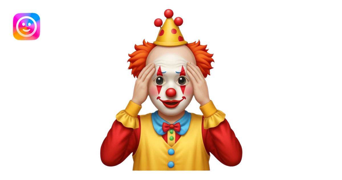 Clown covering eyes but dropping down to show butt behind emoji | AI ...