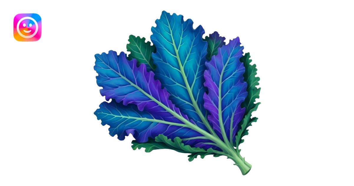 Blue and purple single leaf of kale emoji | AI Emoji Generator