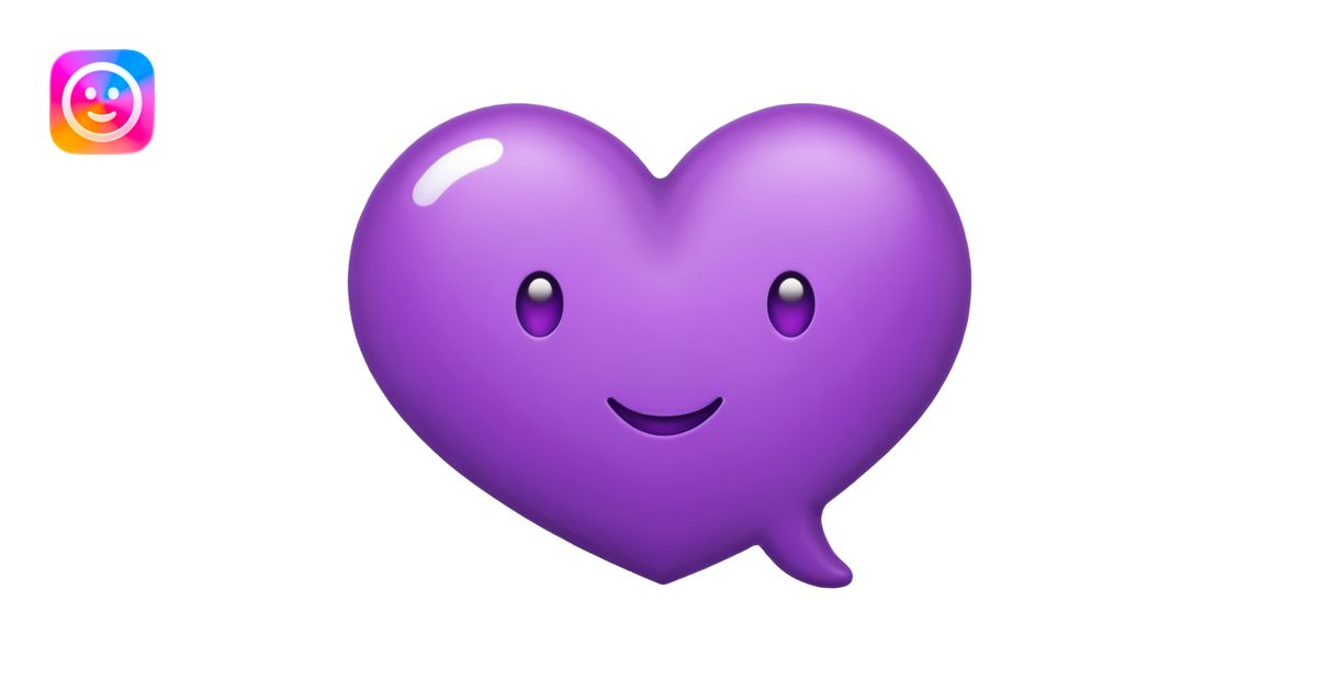 chat bubble emoji with a purple heart inside of it emoji | AI Emoji ...