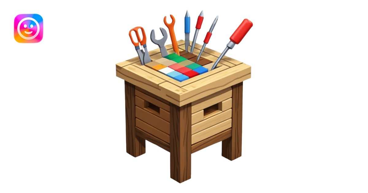 crafting table with tools like a minecraft style cube crafting table ...