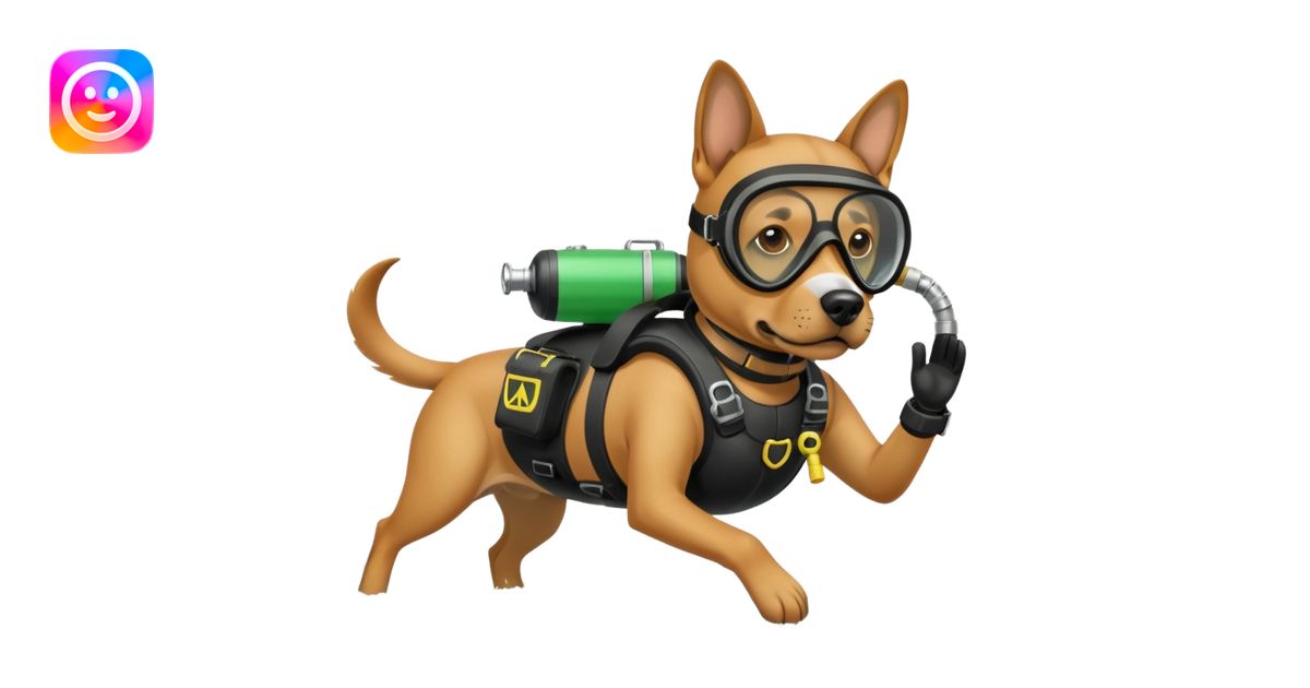 dog wearing scuba green gear dive into the sea with diver mask and ...