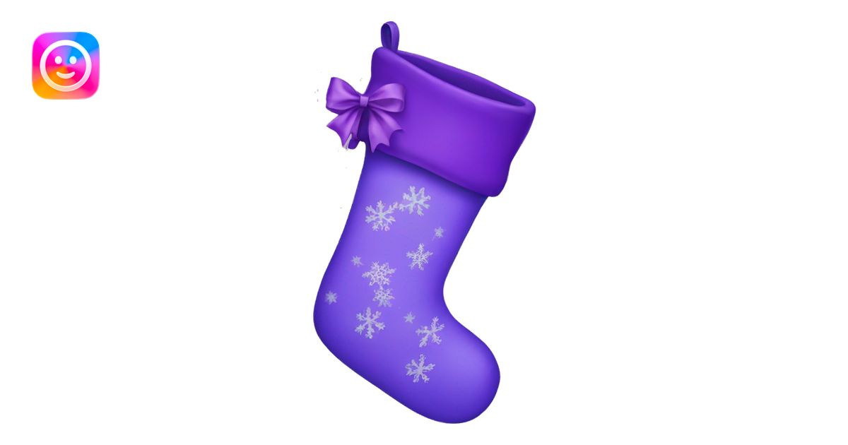 Purple Christmas stocking with bow emoji | AI Emoji Generator
