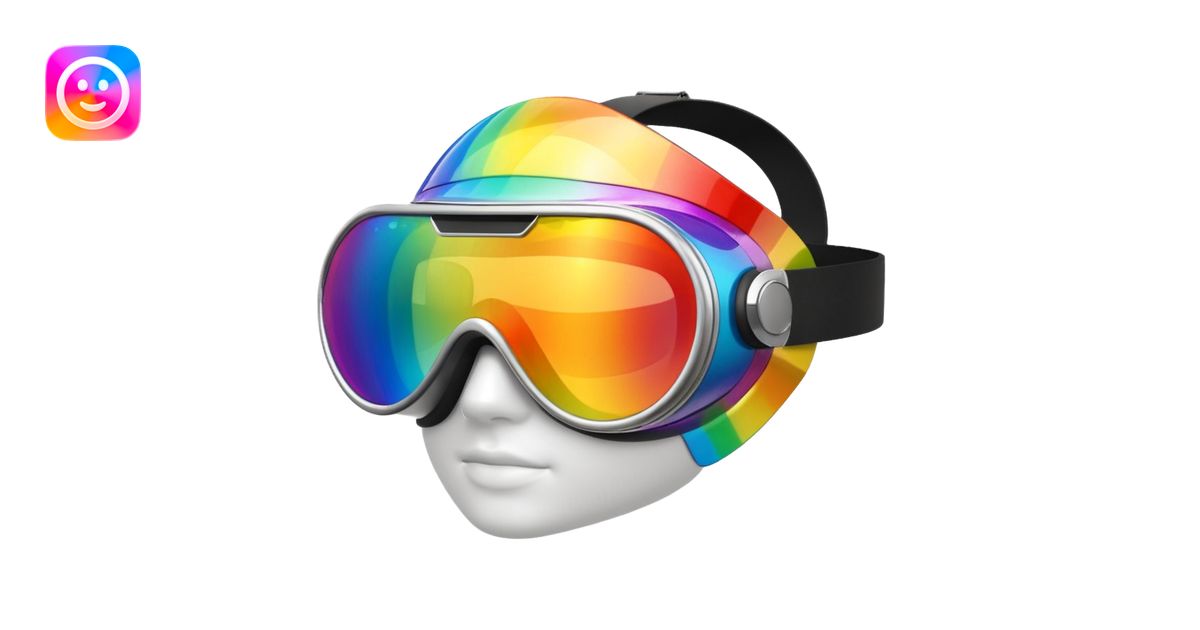 gold simulation rainbow visor goggles emoji | AI Emoji Generator