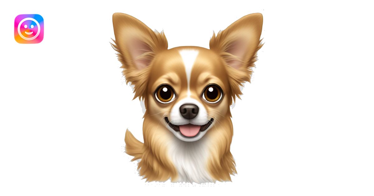 Long hair Chihuahua light brown and white emoji | AI Emoji Generator