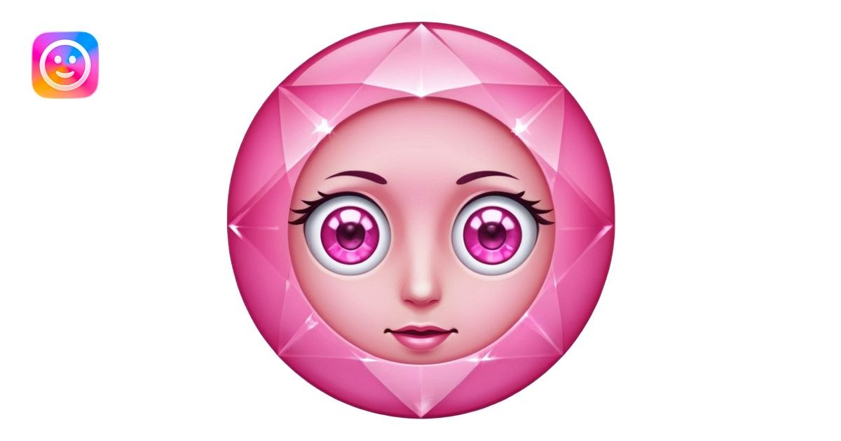 pink diamond with eyes, no nose, shiny and beautiful emoji | AI Emoji ...