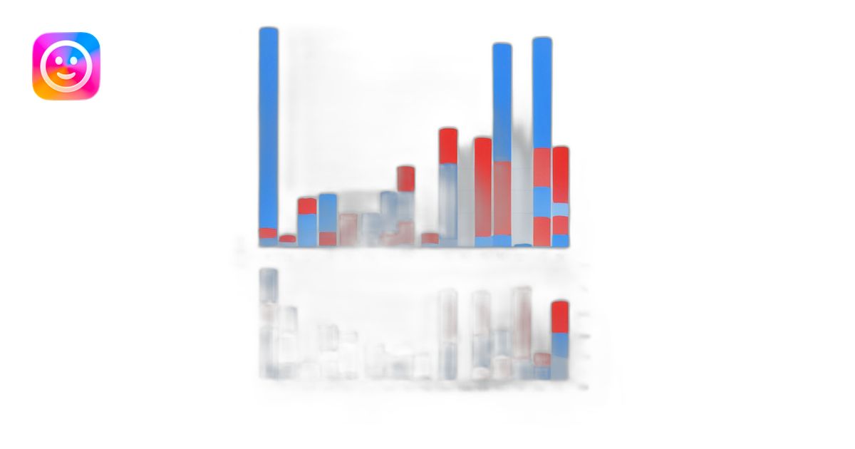 Column Charts with red and blue columns emoji | AI Emoji Generator