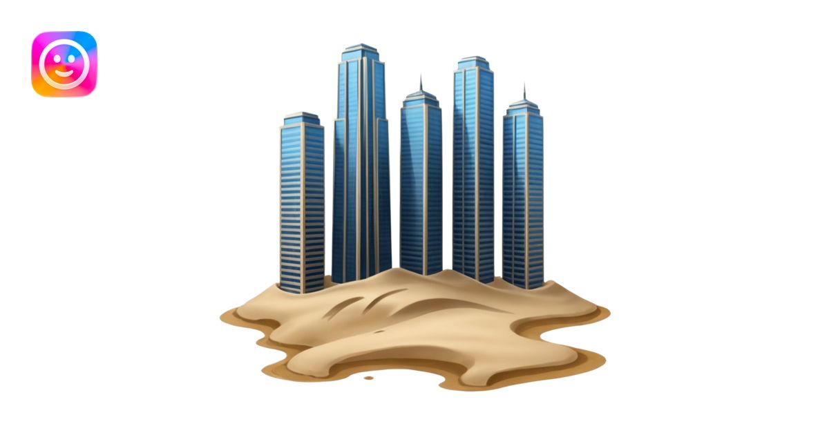 Skyscrapers on quicksand emoji | AI Emoji Generator