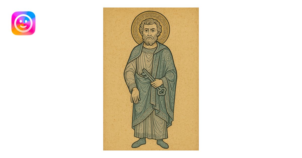fullbody apostle Peter, high detail, ornate robes, holding keys ...
