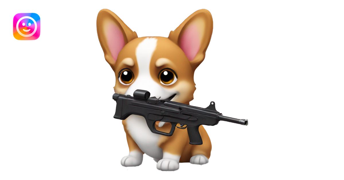 corgi with a gun emoji | AI Emoji Generator