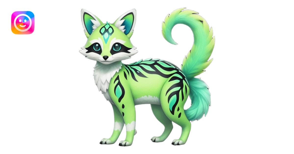 Rare realistic iridescent neon lime-green & cyan white black lush ...