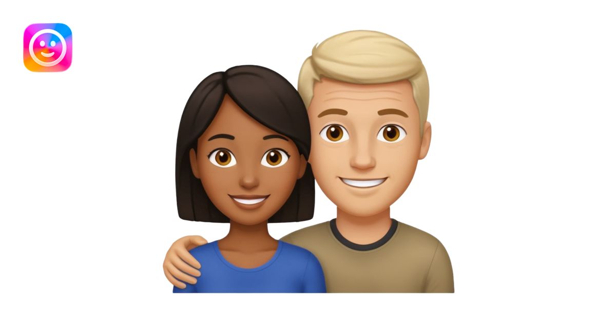 mixte couple black girl , white italian style man emoji | AI Emoji ...