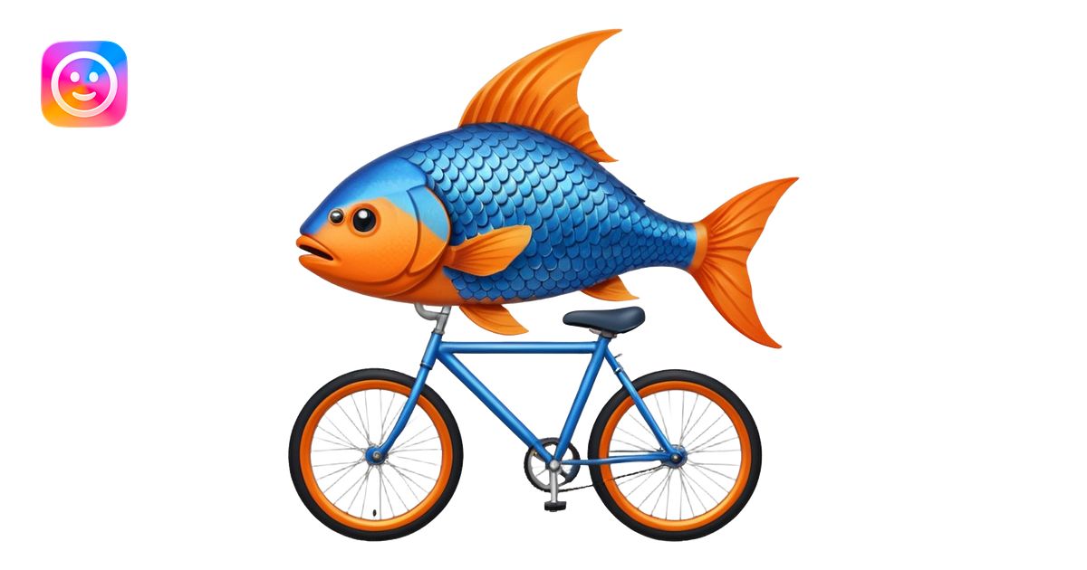 fish riding on the bike emoji | AI Emoji Generator