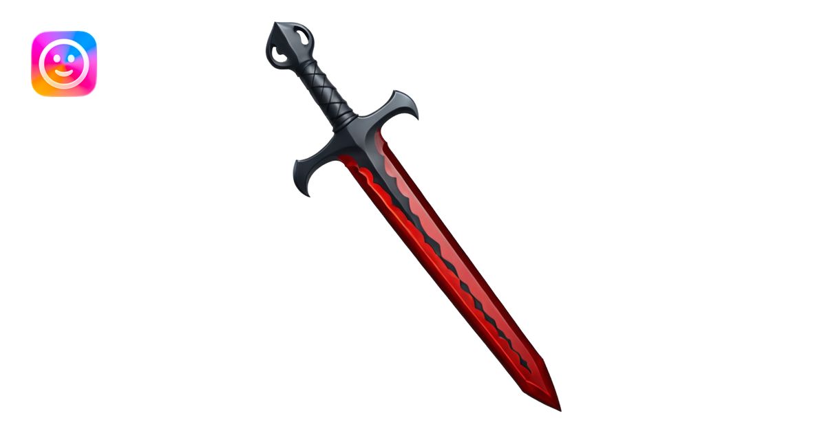 iOS emoji, dark fantasy dagger, obsidian blade, runes, blood drop ...