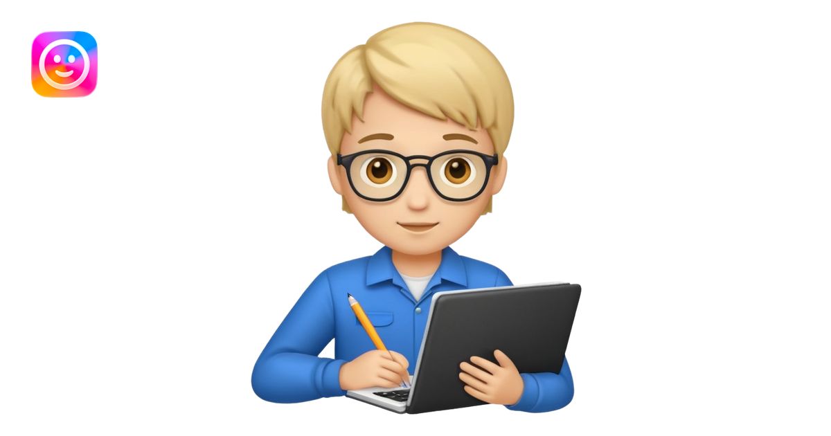 Cute boy programmer with notebook emoji | AI Emoji Generator