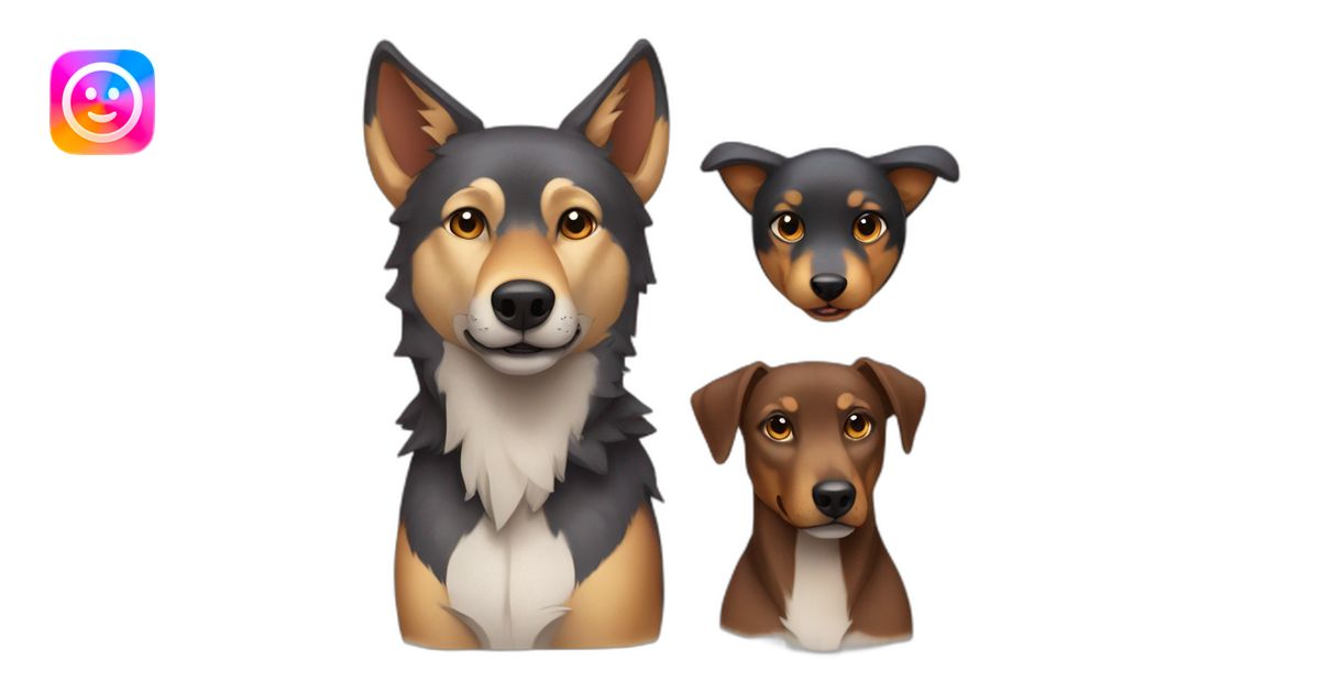 Wolf with Daschhund and Minpin like friends emoji | AI Emoji Generator