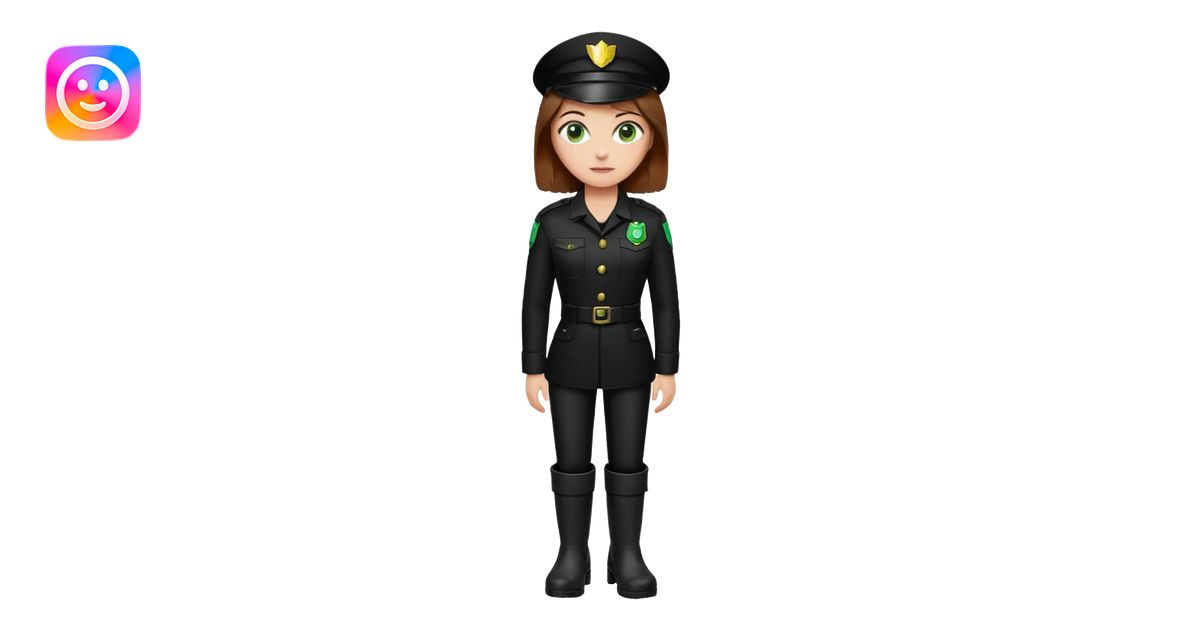 Create Dominatrix in total black uniform ,green eyes,brown hair and ...