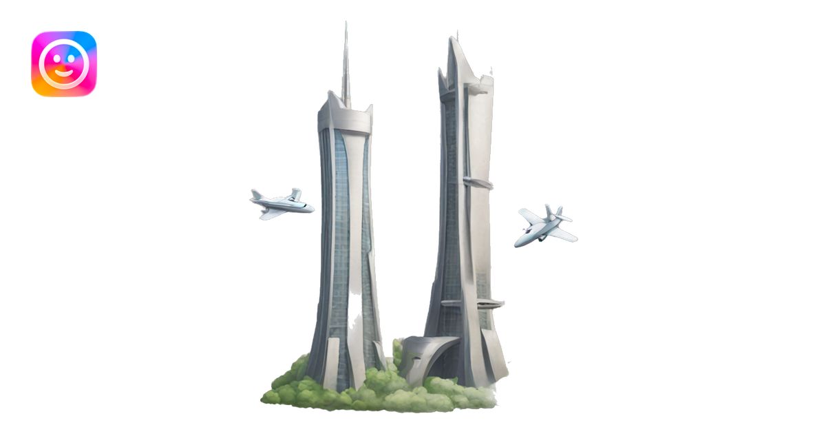 Two towers and two planes emoji | AI Emoji Generator