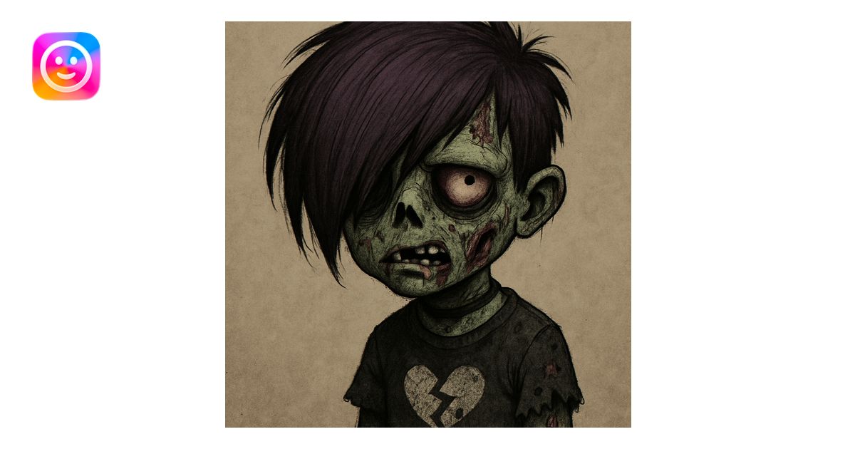 boy zombie with emo hair, style 5 image | AI Emoji Generator