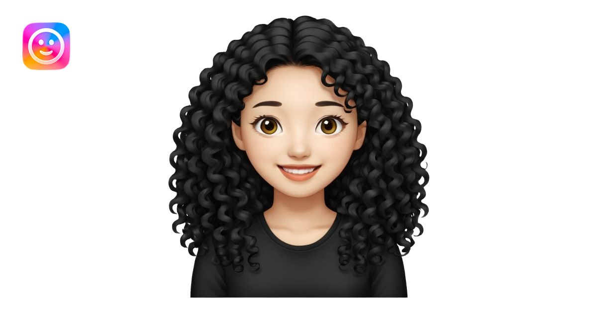 Korean woman with black cute long curly hair with a black top with long ...