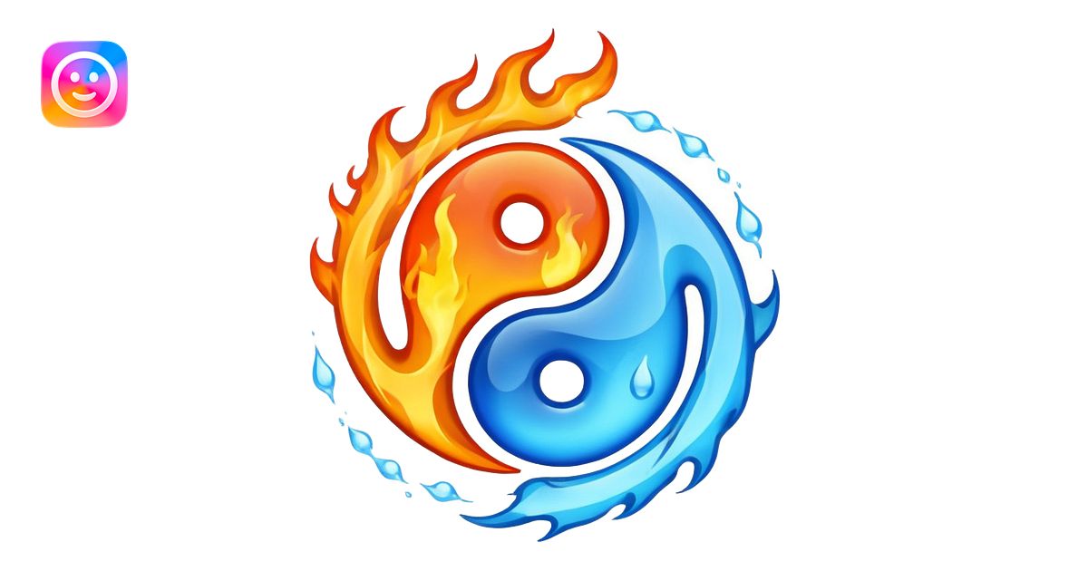 The fire and water emojis are in the form of the yin-yan symbol in ...