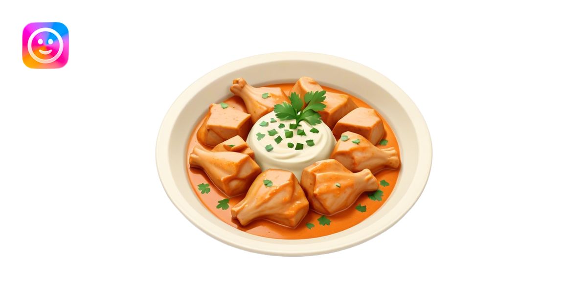 Butter Chicken Cinematic Realistic Butter Chicken Dish Emoji, depicted ...