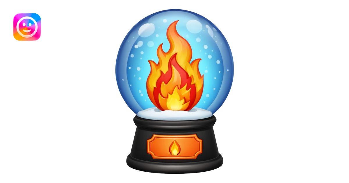 Can you make a snow globe emoji with a flame in it, gothic style, I ...