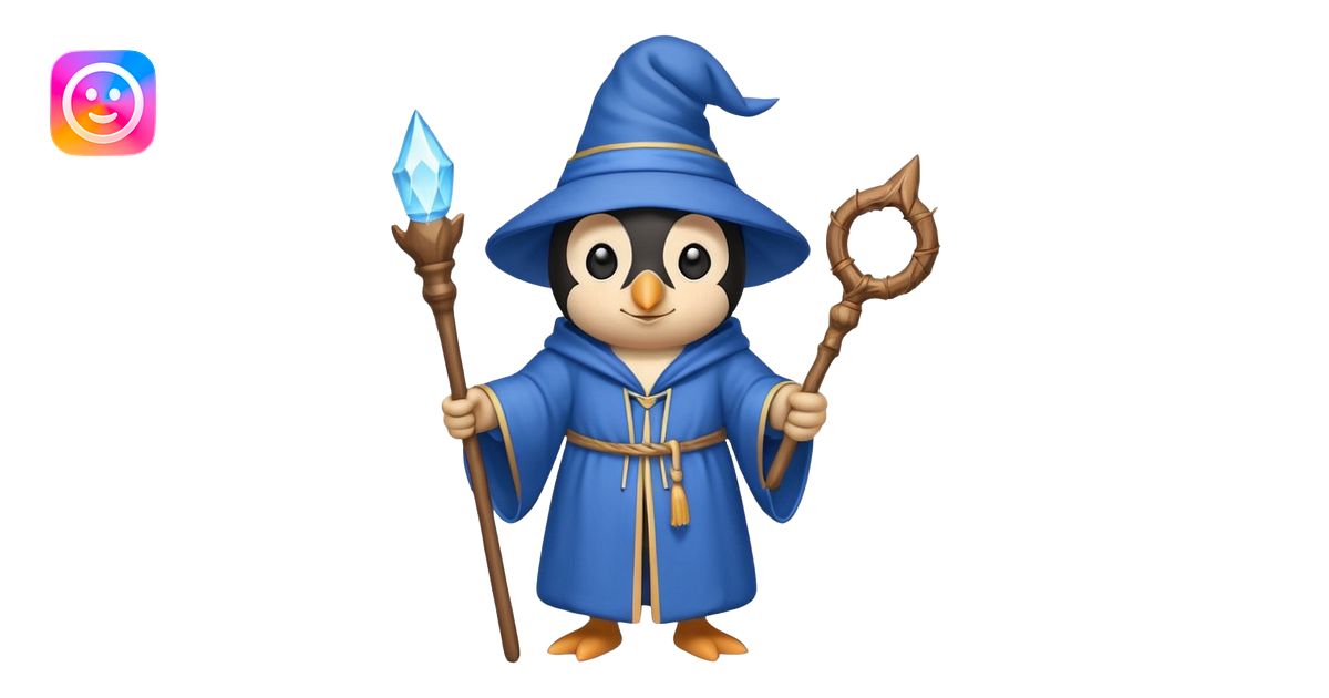 Penguin Wizard emoji | AI Emoji Generator