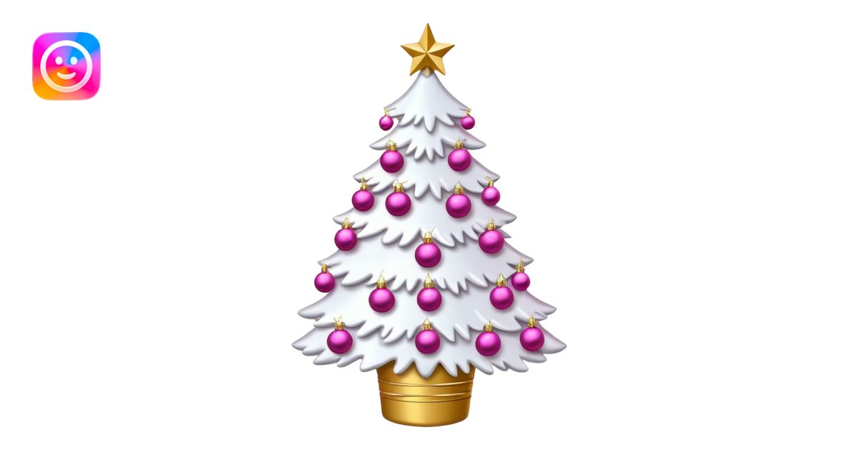 WHITE CHRISTMAS TREE WITH PINK BOWS AND GOLD TINSEL emoji | AI Emoji ...