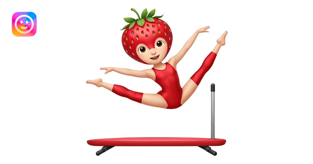 Strawberry fruit stands on one leg when doing gymnastics emoji | AI ...