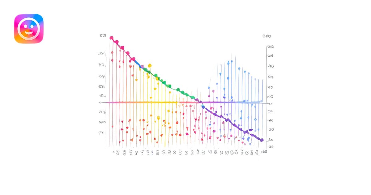vaporware color themed line chart, direction up and to the right emoji ...