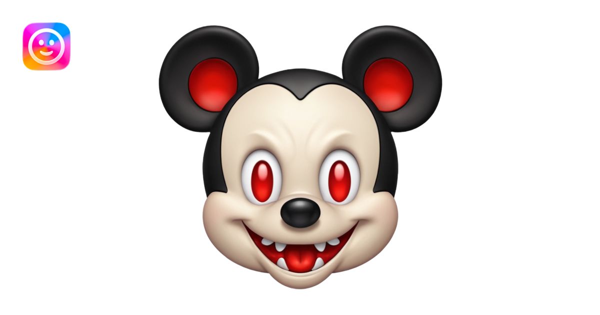 Evil mickey mouse with blood and angry emoji | AI Emoji Generator