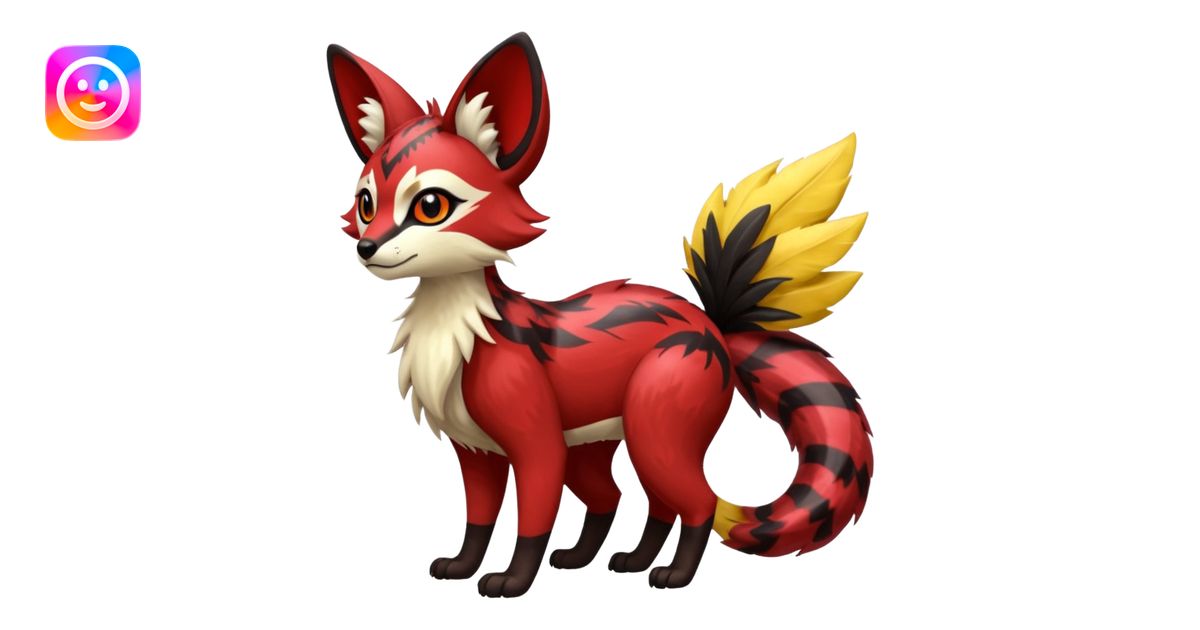 Futuristic sanguine-red banana-yellow black chevron-marked furry fluffy ...
